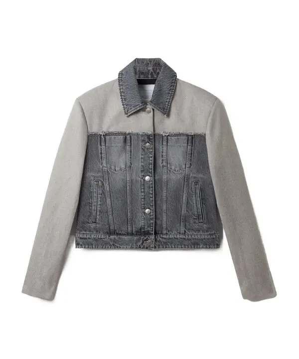 Stella McCartney Panelled Denim And Wool Blend Jacket - Grey Washed
