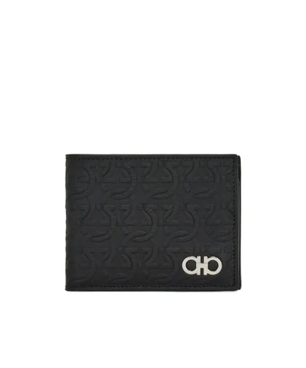 FERRAGAMO Embossed Logo Bifold Wallet - Black