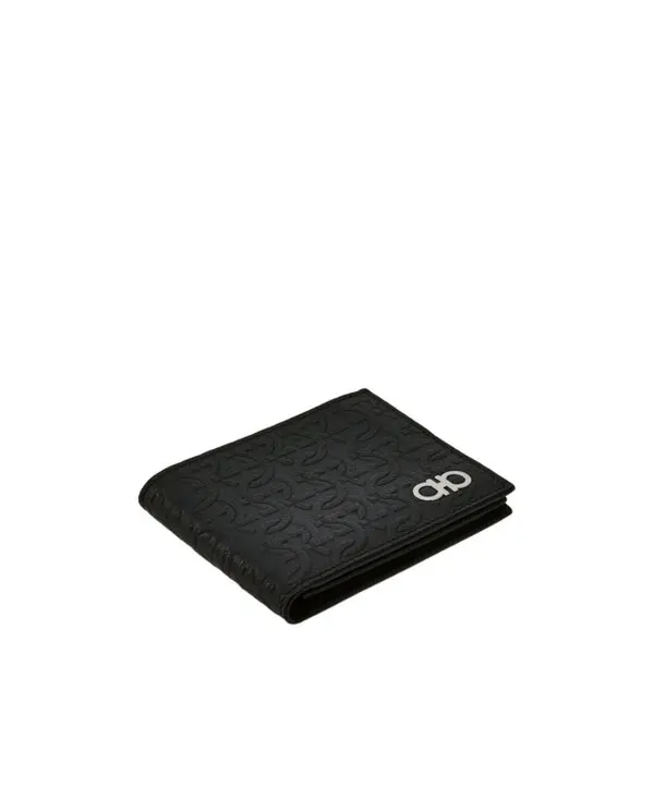 FERRAGAMO Embossed Logo Bifold Wallet - Black