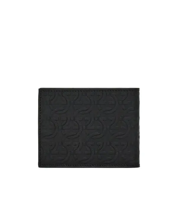 FERRAGAMO Embossed Logo Bifold Wallet - Black