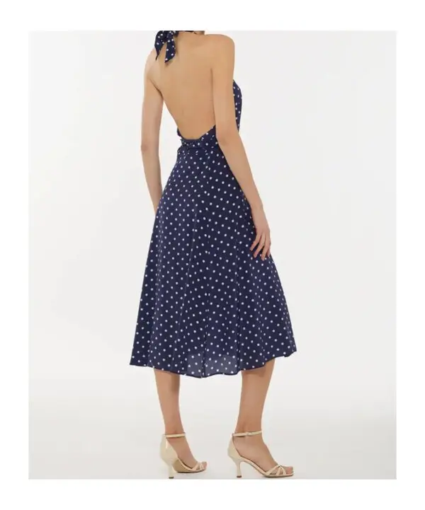 P.a.r.o.s.h Polka Dot V-neck Halter Dress - Black