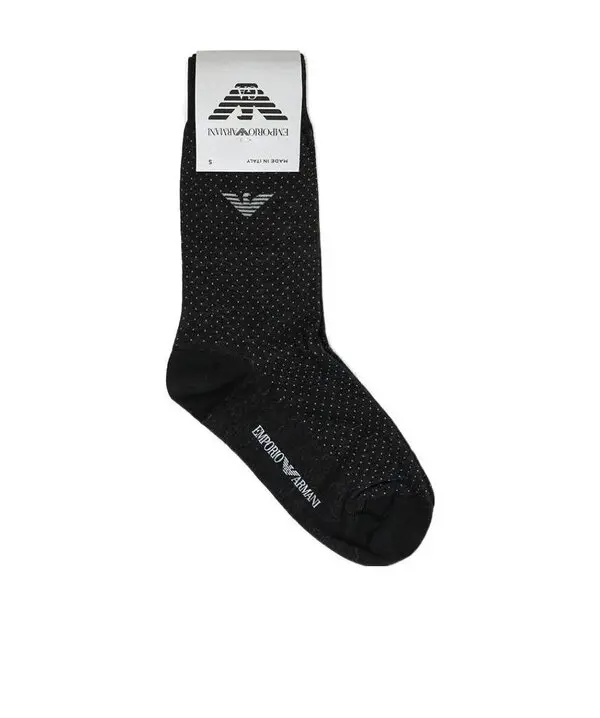 Emporio Armani Logo Knitted Crew Socks - Black