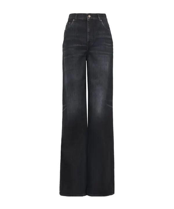 Chloé Logo Patch Wide-leg Jeans - Agate Black