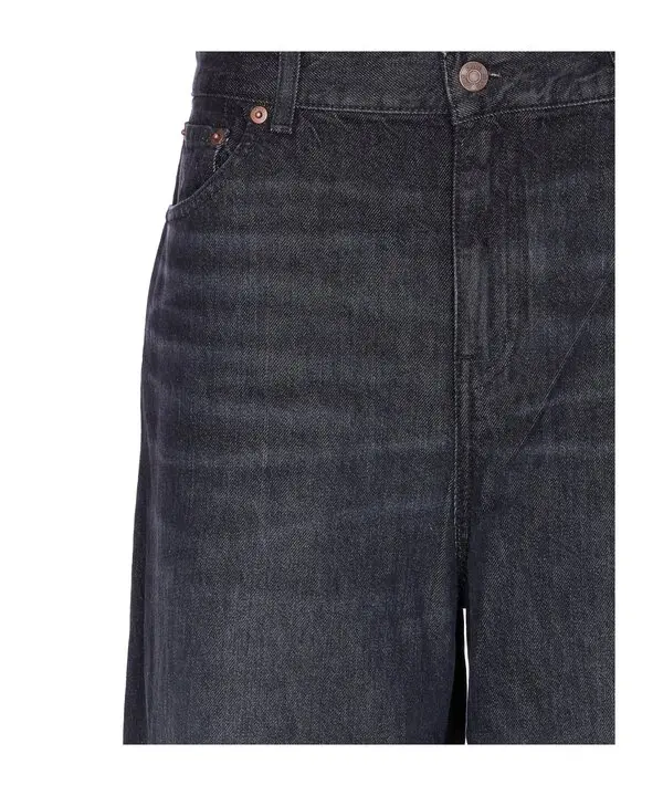 Chloé Logo Patch Wide-leg Jeans - Agate Black