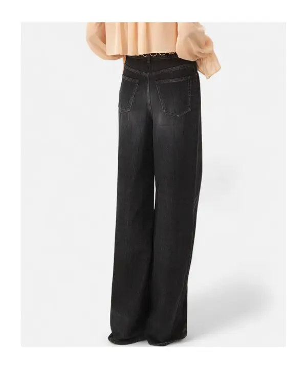 Chloé Logo Patch Wide-leg Jeans - Agate Black