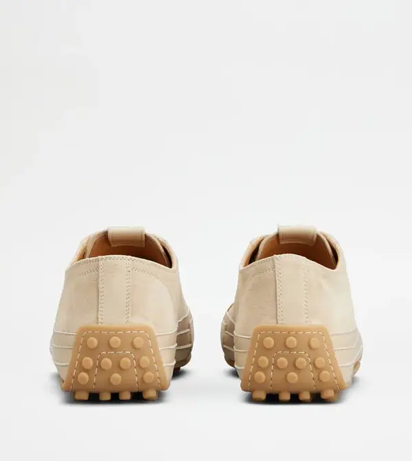 TOD'S Suede Calfskin Lace-up Sneakers - Beige