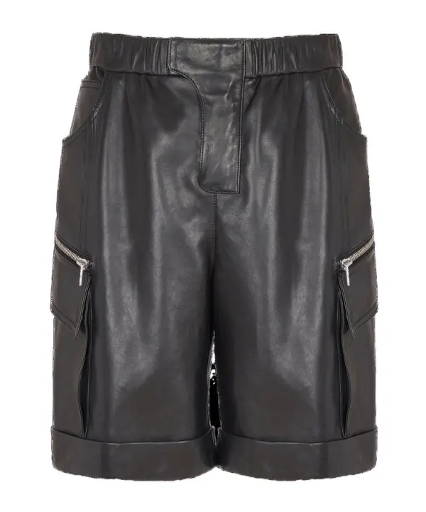 Balmain Leather Cargo Bermuda Shorts
