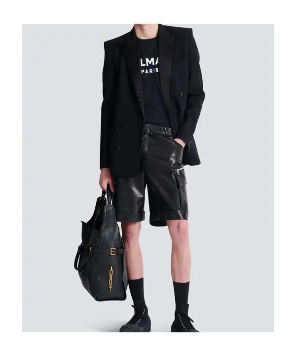 Balmain Leather Cargo Bermuda Shorts