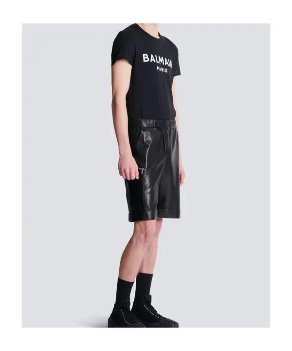 Balmain Leather Cargo Bermuda Shorts