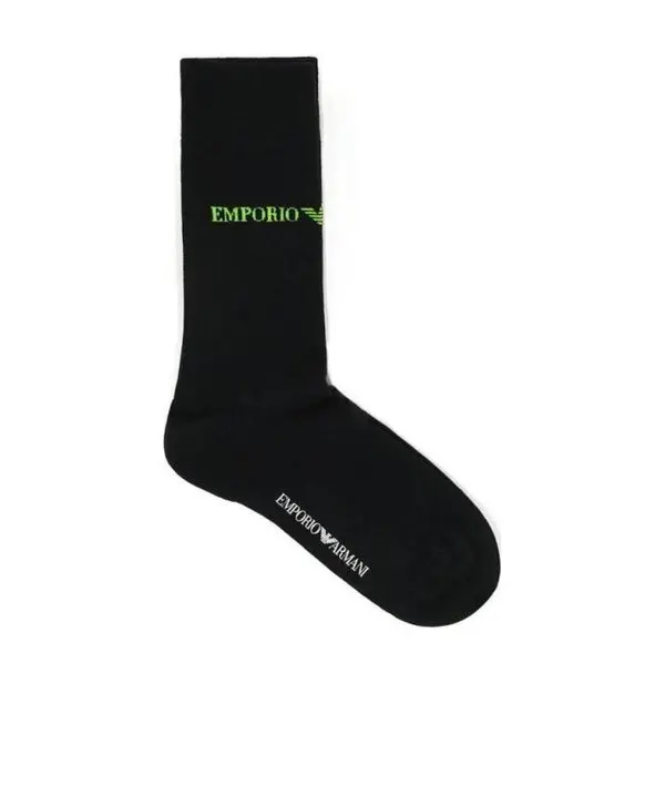 Emporio Armani Logo Knitted Crew Socks - Black