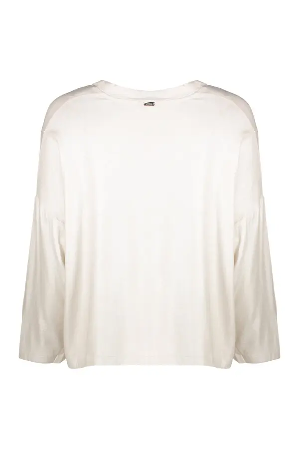 Herno V-neck T-shirt With Satin Finish And Logo Plaque