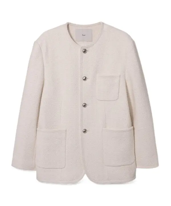 DUNST Crew Neck Pocket Jacket - Cream