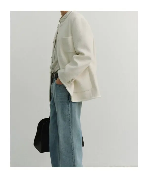 DUNST Crew Neck Pocket Jacket - Cream