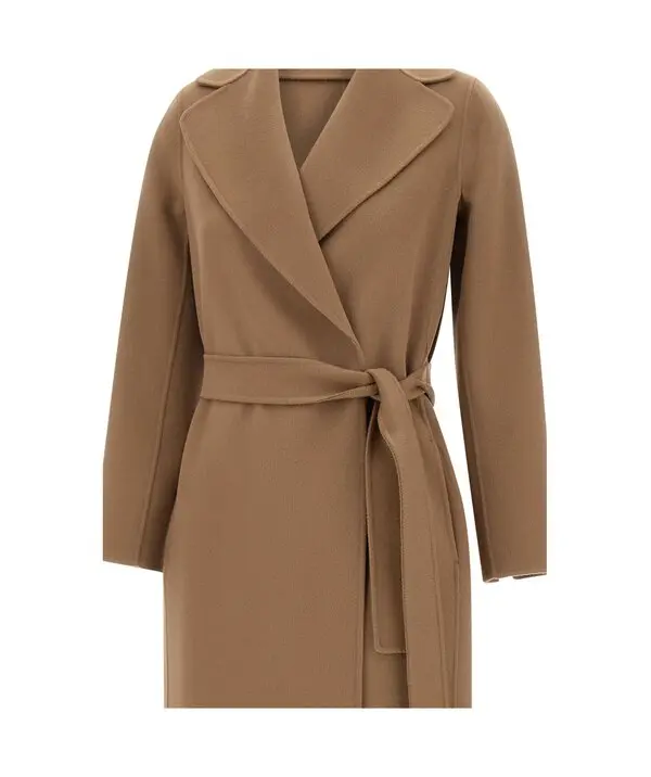 Max Mara Poldo Belted Long-sleeved Coat - Brown