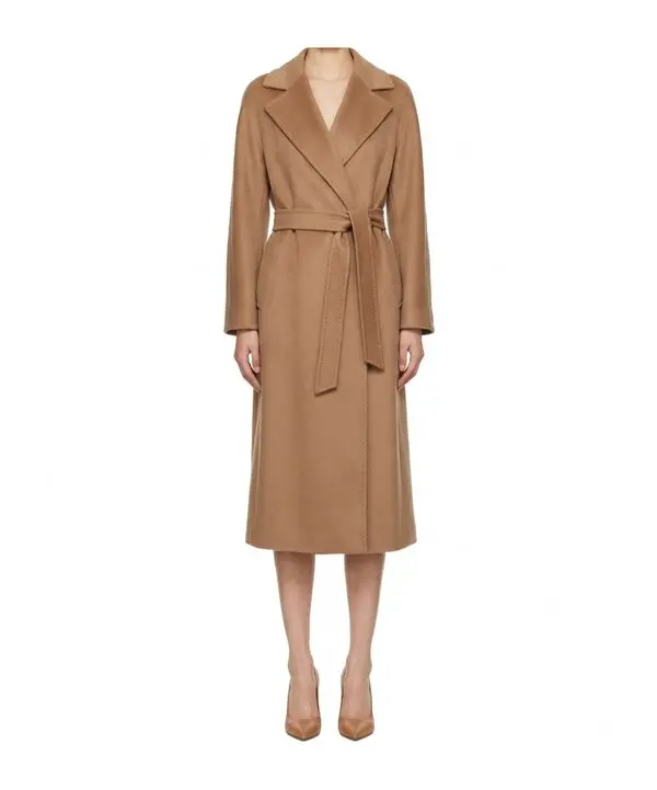 Max Mara Poldo Belted Long-sleeved Coat - Brown