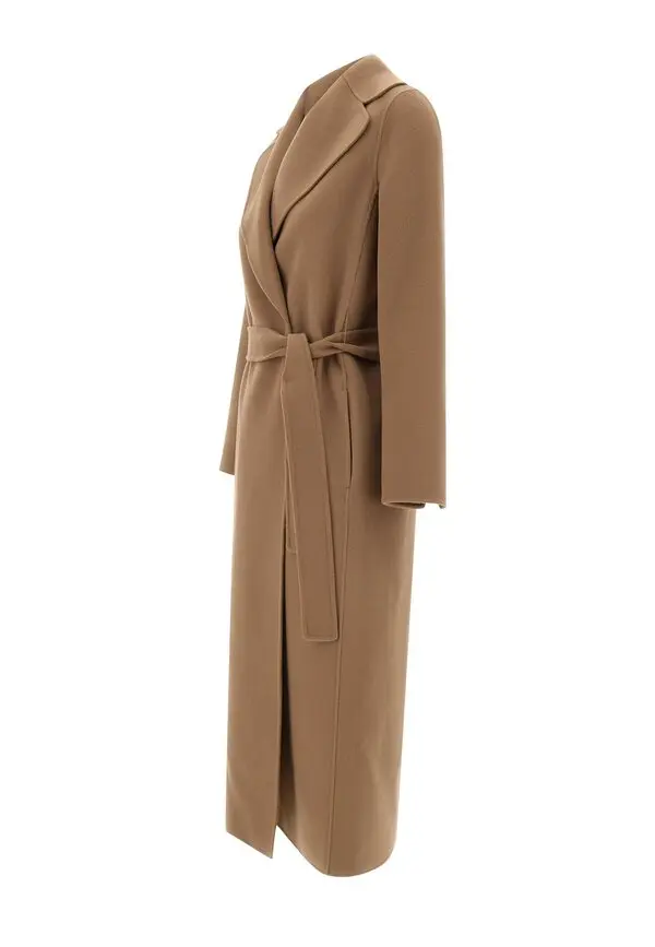 Max Mara Poldo Belted Long-sleeved Coat - Brown