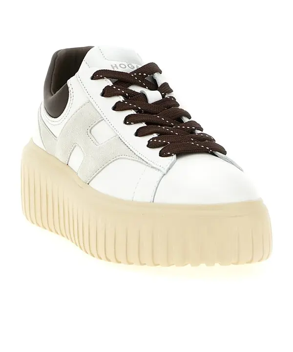 Hogan H-stripe Round Toe Sneakers - Nude