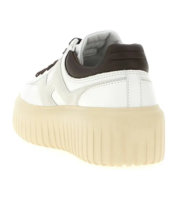 Hogan H-stripe Round Toe Sneakers - Nude