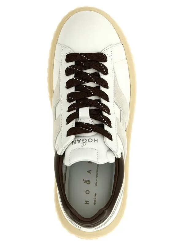 Hogan H-stripe Round Toe Sneakers - Nude