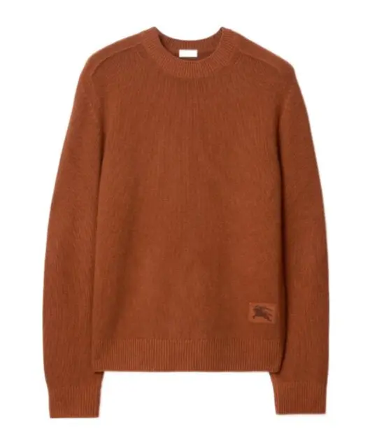 Burberry Crewneck Jumper With Equestrian Knight Design - Ginger Orange