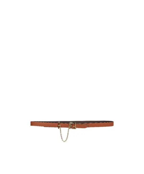 Fendi Ff Buckle Chain Detailed Belt - Brown