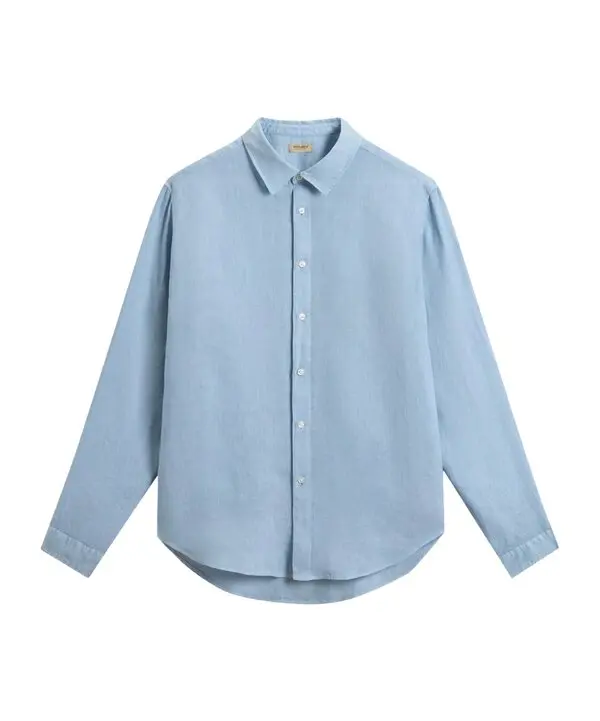 Woolrich Garment-dyed Linen Shirt - Blue