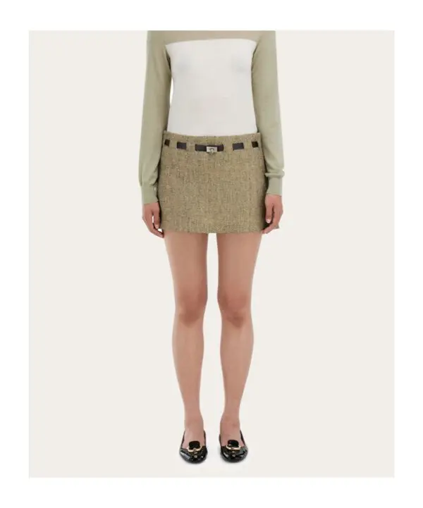 FERRAGAMO Mini Skirt With Gancini Belt - Polychromatic