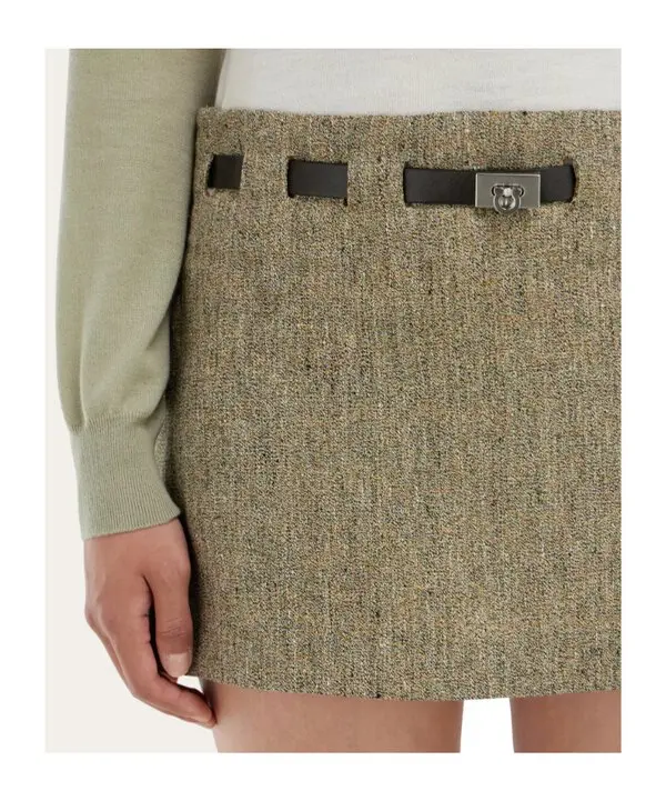 FERRAGAMO Mini Skirt With Gancini Belt - Polychromatic