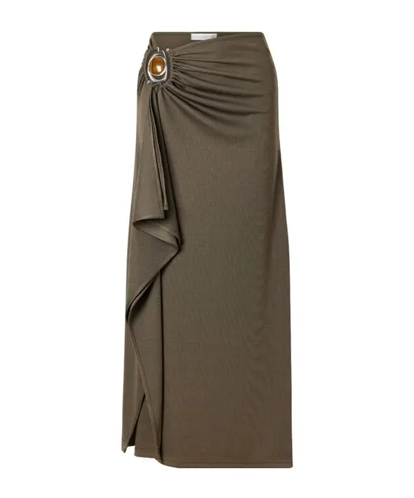 Christopher Esber Embellished Cascade Maxi Skirt - Brown