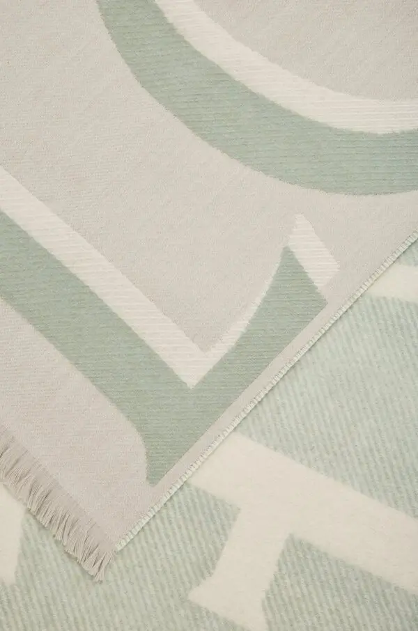 Loewe Logo Printed Frayed Edge Scarf - White