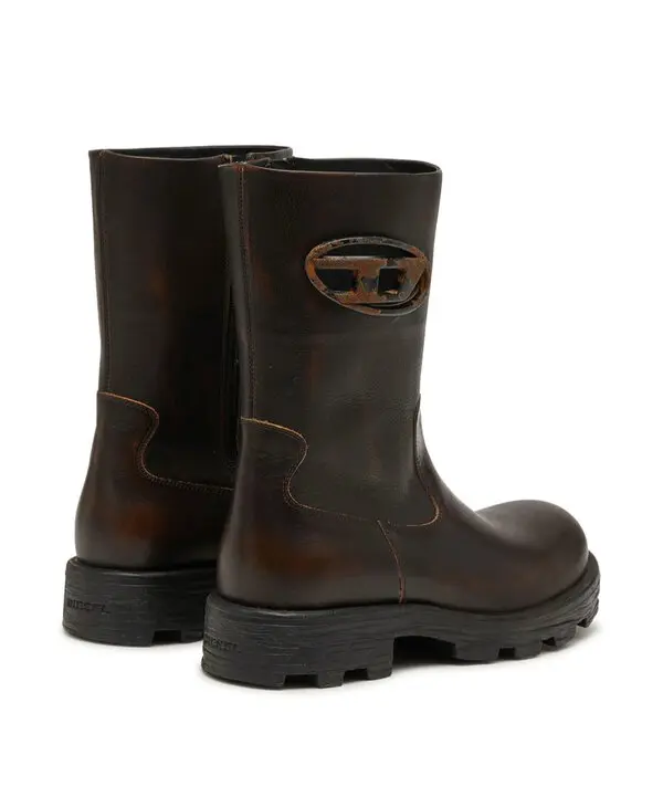 DIESEL® D-hammer Logo-plaque Biker Boots - Brown