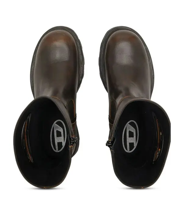 DIESEL® D-hammer Logo-plaque Biker Boots - Brown