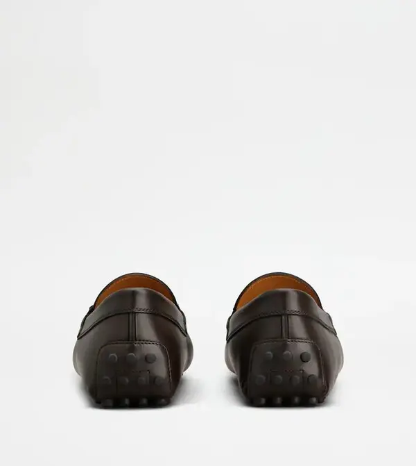 TOD'S Leather Loafers With Branded Buckle - Brown