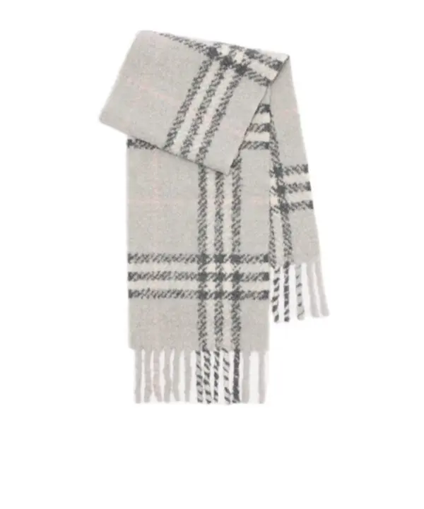 Burberry Check Fringed-edge Bouclé Scarf - Gray
