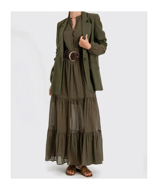 TWINSET Tiered Ruffled Maxi Dress - Brown