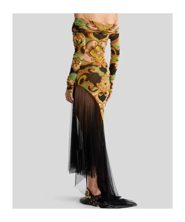 Etro Asymmetrical Printed Midi Dress