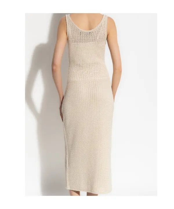Theory Sleeveless Ribbed Knit Midi Dress - Nude