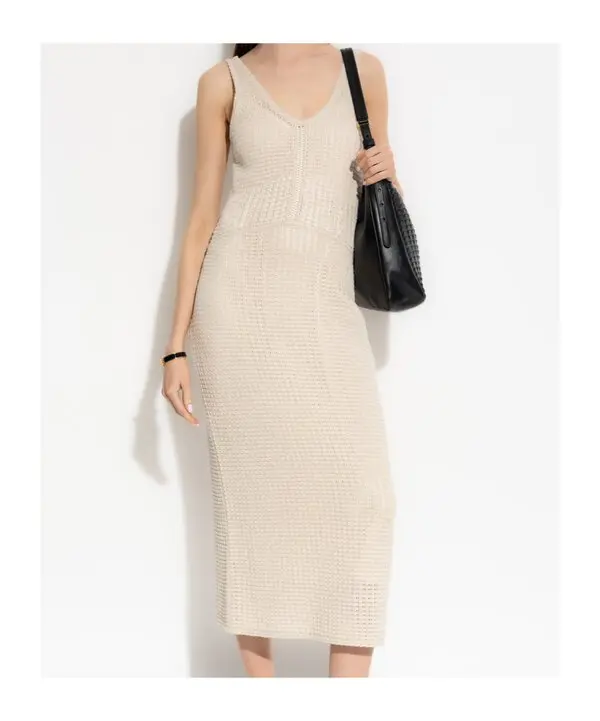 Theory Sleeveless Ribbed Knit Midi Dress - Nude