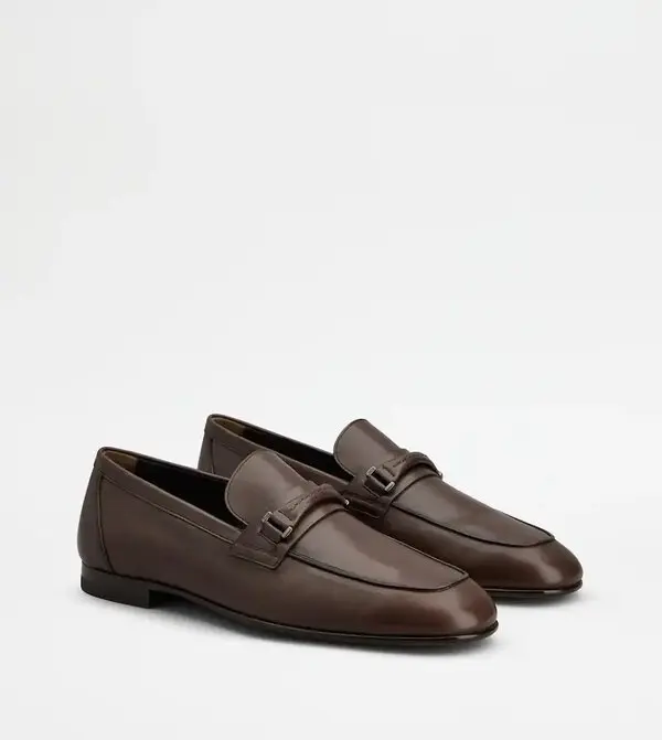 TOD'S Strap Leather Loafers - Brown