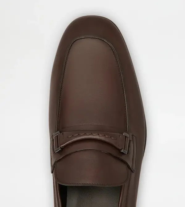 TOD'S Strap Leather Loafers - Brown