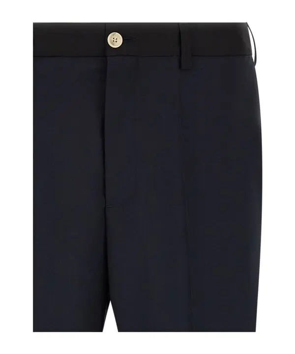 Marni Tropical Two-tone Wool Straight-leg Trousers - Black