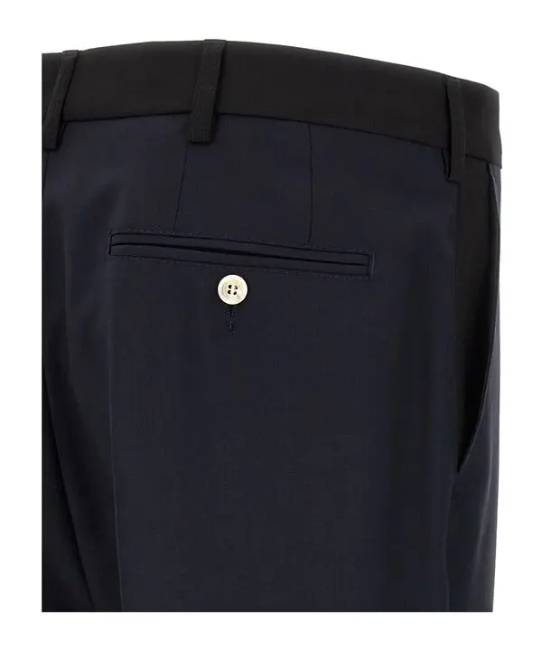 Marni Tropical Two-tone Wool Straight-leg Trousers - Black