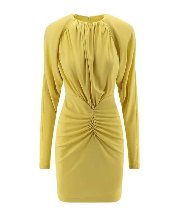 Stella McCartney Pleated Jersey Long-sleeved Midi Dress - Yellow