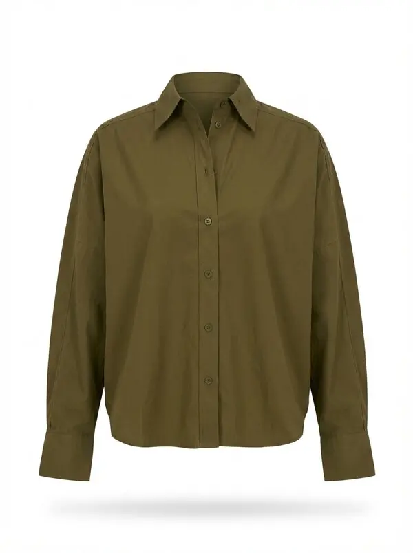 Closed Long-sleeved Collared Shirt With Buttoned Cuffs And Pleated Back Detail