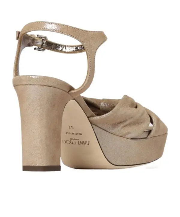 JIMMY CHOO Heloise 80 Round Toe Platform Sandals - Light Brown