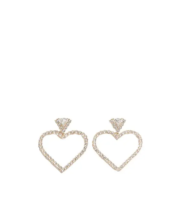Valentino Garavani Coeur Royal Earrings In Metal And Swarovski Crystals - Yellow