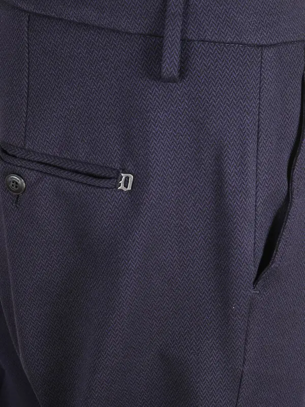 DONDUP Blue Textured Trousers - Black