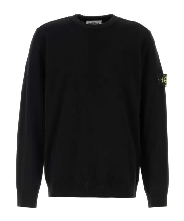 Stone Island Compass Patch Crew Neck Jumper - Black