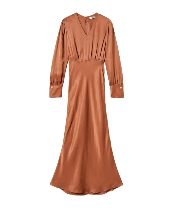 TWINSET V-neck Long-sleeve A-line Dress With Keyhole Back