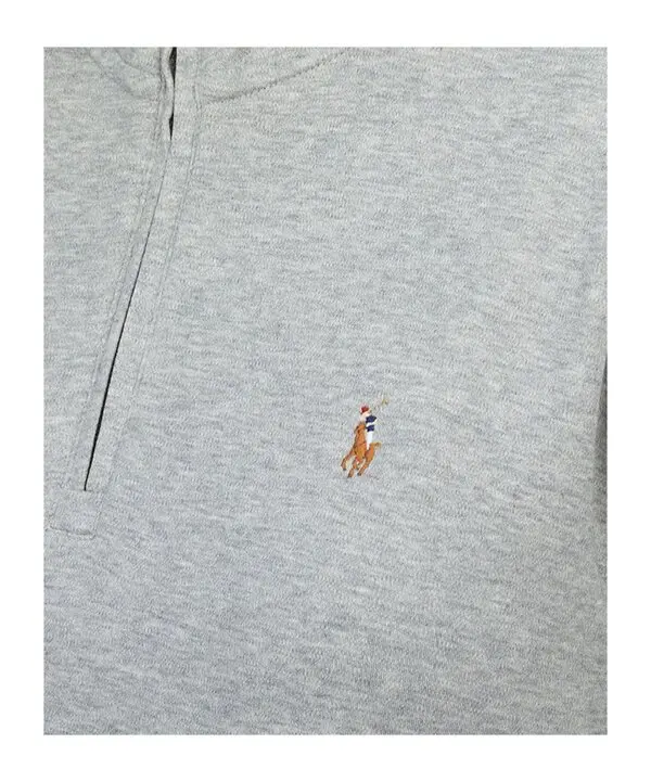 Polo Ralph Lauren Long Sleeve Quarter Zip Polo Shirt With Embroidered Logo - Grey
